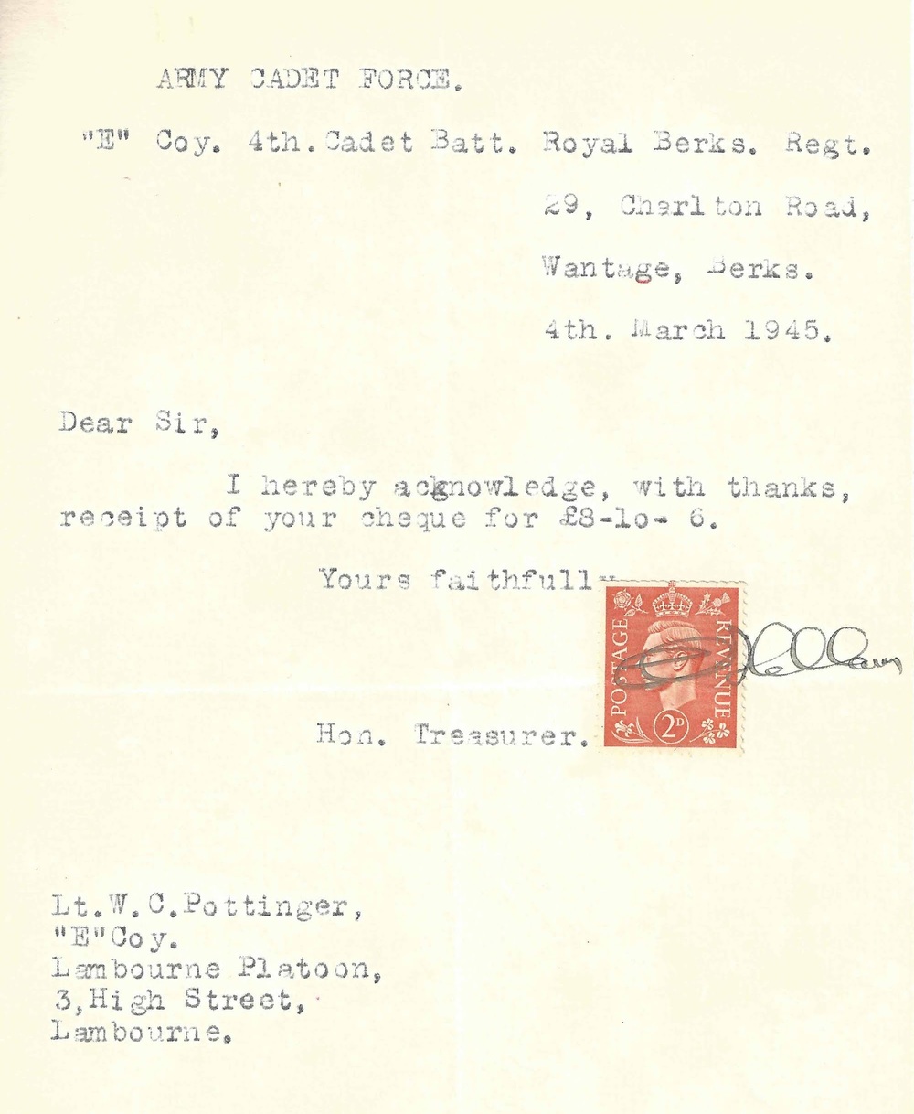 William Pottinger – Receipt 1945 | Lambourn