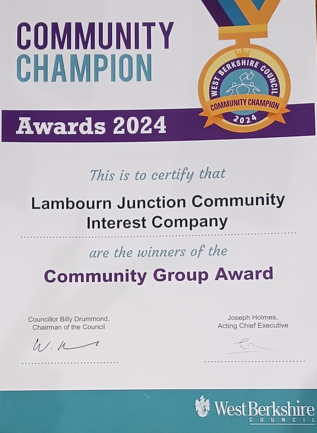 Lambourn Community Interest Company Wins Community Champion Award ...